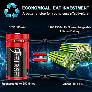 QUICKHELP 8 Pack CR123A Lithium Battery, 3.7V Rechargeable Cr123a Batteries and LED Charger Compatible with Arlo Cameras (VMC3030/VMK3200/VMS3330/3430/3530), Flashlight, Microphone