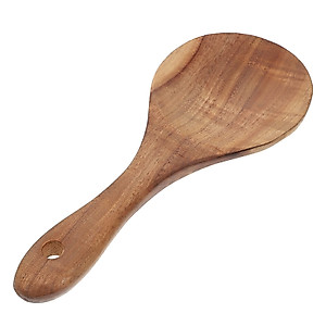 HEMOTON Wood Rice Paddle Wooden Rice Spoon Non Stick Rice Cooker Spatula Japanese Asian Rice Paddle Kitchen Rice Scoop Ladle (Wood Color)