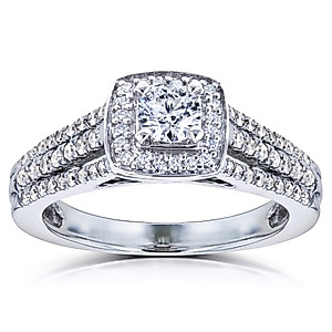 Kobelli Diamond Engagement Ring 1/2 Carat TDW Multirow Halo 14k White Gold