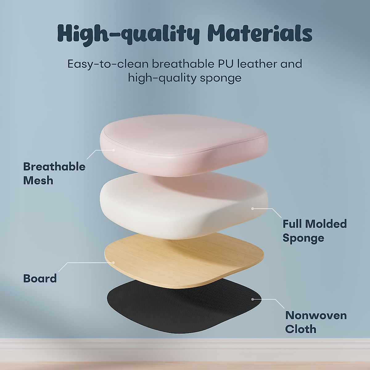 Kids Desk Chair with Arms and Wheels, Pink Ergonomic Leather Comfy Office Chair with Flipping Armrests, Study Chair for Girls and Boys, Small and Cute Adjustable Height Computer Desk Chair