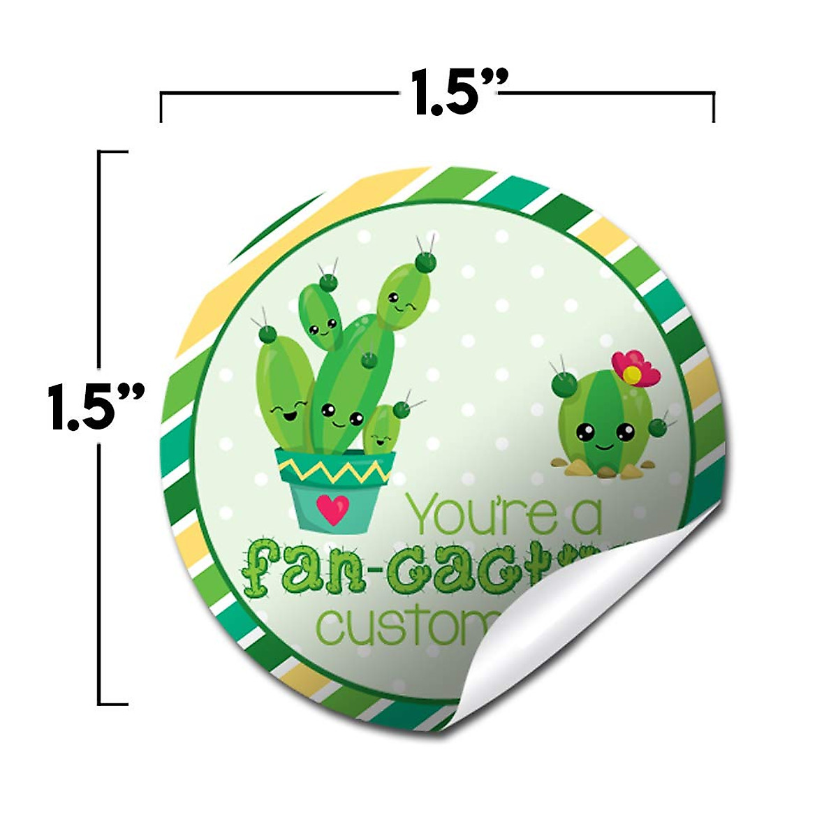 Funny You’re A Fantastic Customer Cactus Thank You Customer Appreciation Sticker Labels for Small Businesses, 60 1.5" Circle Stickers by AmandaCreation, for Envelopes, Postcards, Direct Mail, More!