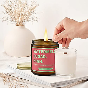 Watermelon Sugar High - Handmade Natural Soy Candle - Harry Styles Candle - Harry Merch - Harry S One Direction Present Idea Music Themed Gift for Fans