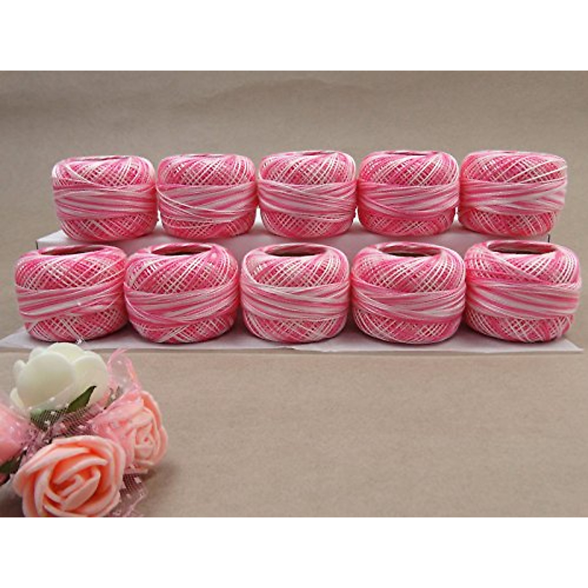 S2J Lot of 10 Pieces Anchor Tatting Crochet Cotton Thread Variegated Skein Yarn Ball