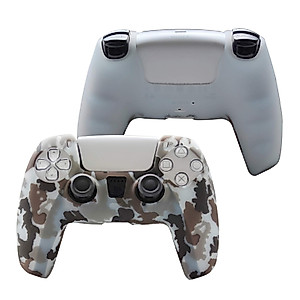 PS5 Controller Skin-Hikfly Silicone Cover for PS5 Controller Grips,Non-Slip Cover for PlayStation 5 Controller- 2 x Skin with 8 x Thumb Grip Caps(Purple,Grey)