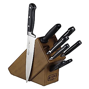 Winco Commercial-Grade 7 Piece Knife Set with Wooden Block