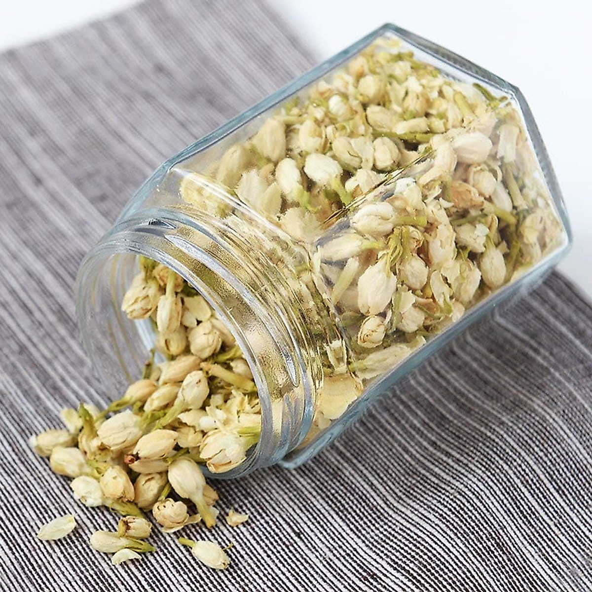 Encheng 4 oz Clear Hexagon Jars,Small Glass Jars With Lids(Golden),Mason Jars For Herb,Foods,Jams,Liquid,Spice Jars For Storage 30 Pack