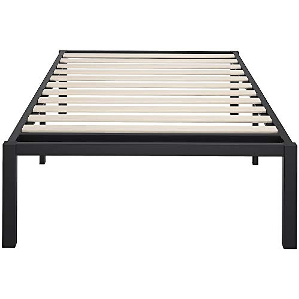 YITAHOME 14 Inch Platform Bed Frame, Wood Slats Support Reinforced Mattress Foundation 550 Lbs, Heavy Duty No Box Spring Needed, Black, Twin Size