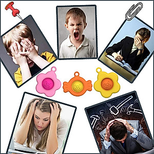 SVNVIOZ 3-Pack Simple Dimple Push Pop-It Fidget Toys Christmas Stocking Stuffing, Pop Keychain Toy Single Popit Fidget Mini Toy with Buckle Ring Stress Relief and Anti-Anxiety Puzzle Fun for Kids