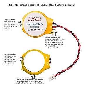 LJCELL 2PCS CMOS Battery for IBM Lenovo ThinkPad Laptop X1 Carbon 2-nd Carbon 3rd Carbon 4th Carbon 5th Carbon 6th BIOS RTC CR2016 Battery with 2 Wire and Connector