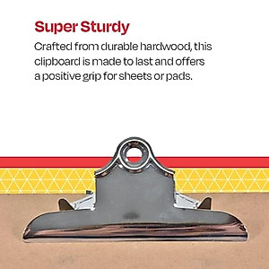 School Smart Legal Clipboard, 9 x 15-1/2 x 1/8 Inches, Hardboard, Brown, Bright Nickel