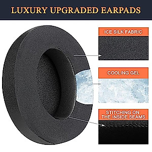 SoloWIT Cooling Gel Replacement Ear Pads Cushions for Beats Studio 2 & Studio 3 Wired & Wireless Headphones, Earpads with High-Density Noise Isolation Foam, Added Thickness - Black