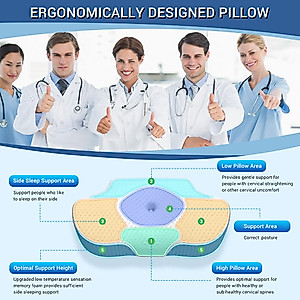 HushNights Side Sleeper Pillows for Adults, Cervical Pillow for Neck Pain Relief, Ergonomic Pillow for Neck and Shoulder Pain, Orthopedic Pillow for Side Sleeper and Back Sleeper