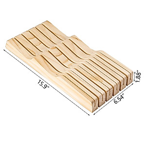 RedCall Kitchen Knife Holder for Drawer Solid Wood Universal Knife Block Without Knives,Bamboo home & chef Knife in-Drawer Organizer Insert,Premium Under Cabinet Knife Storage (11 knife holder)