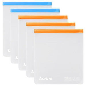 Lerine Reusable 2 Gallon Freezer Bags Dishwasher Safe, Reusable Freezer Bags 2 Gallon Capacity 13"x15.6", Leakproof BPA Free Reusable Bags for Marinate Meats, Vegetables, Home Organization