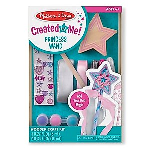 Melissa & Doug Created By Me! Paint & Decorate Your Own Wooden Princess Wand Craft Kit, Pink - Great For Rainy Days, Toys For Kids Ages 4+