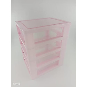 WQURC Lovely Pink Receiving Storage Cabinets Box With Multi-layers And Pink Bowknot Handle (Four layers (7.06 x 5.22 x 8.05 inches))