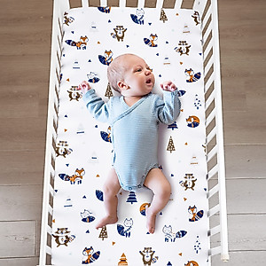 PHF Soft Mini Crib Sheet Set, 2 Pack Silky Comfy Pack N Play Sheets for Boys Girls, Universal Fit for Pack N Play, Playard and Mini Crib Mattresses, Woodland