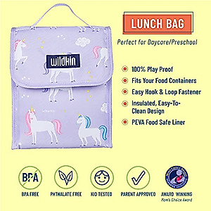 Wildkin 12 Inch Backpack Bundle with Insulated Lunch Bag (Unicorn)