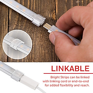 UltraPro 10in. Linkable LED Bright Strips, 6 Pack, 1650 Lumens, 2700K Warm White Light, Low Voltage, Under Cabinet Lighting, Strip Light, Flat Plug, 44415