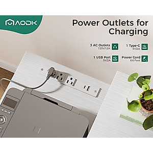 AODK Computer Desk with 4 Drawers and USB Power Outlets, Reversible Home Office Desk with Printer Stand, Small Desk with Storage Shelf, Study Writing Work Table for Bedroom, Vanity Desk, White, 53"