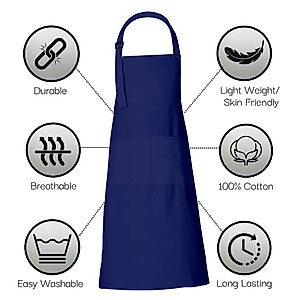 RAJRANG BRINGING RAJASTHAN TO YOU Chef Apron for Women Men with Pockets Cotton Kitchen Cooking Full Length Plain Aprons Sodalite Blue 35x27 Inches