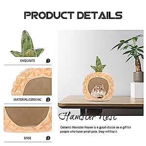 POPETPOP Ceramic Hamster Hideout - Lovely Pineapple Chinchilla Cooling Gerbil House Hamster Bed Room Cage Accessories for Guinea Pig Gerbil Ferret Hamster House