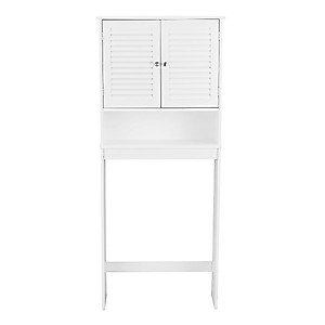 Giantex Bathroom Over-The-Toilet Space Saver Storage with Adjustable Shelf and 2-Door Storage Cabinets Toilet Organize Rack, White
