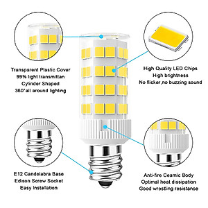 E12 LED Bulb 5W Equivalent to 40W C7 Replacement Bulbs Clear Type B Candelabra Base Bulbrite Daylight White 6000K Non-Dimmable (2-Pack)