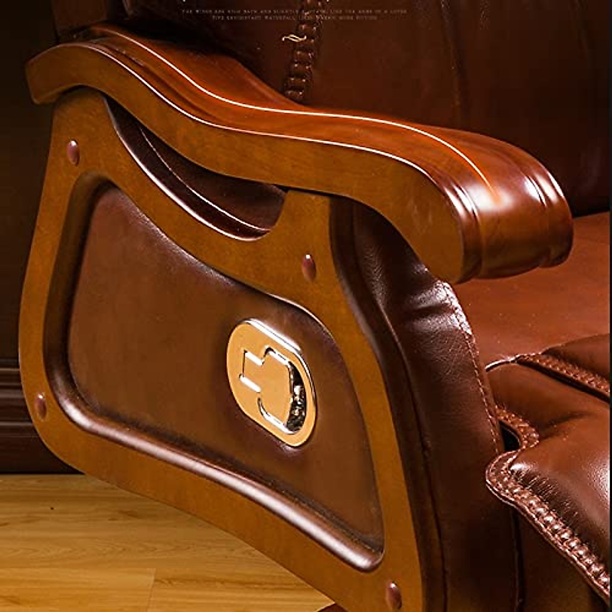 MayNuo Office Chair Gaming Chair Computer Chair Genuine Leather Home Solid Wood Swivel Chair Office Reclining Executive Chair Computer Mini Massage Chair