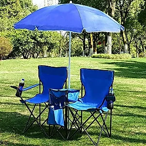 Foldable Beach Camping Chair with Canopy Shade Outdoor Folding Picnic Chair