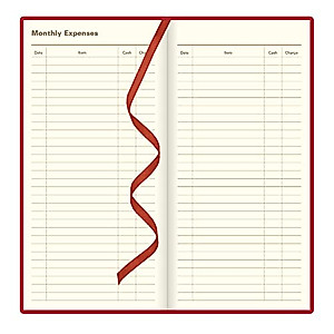 Letts of London Signature Weekly/Monthly Planner, 12 Months, January to December, 2024, Bonded Leather, Slim Size, 6.625" x 3.25", Burgundy (C38SUBY-24)
