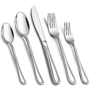 Silverware Set, Meythway Silverware Set 40 Pieces Service for 8, Stainless Steel Flatware Set with Spoons, Knives & Forks, Mirror Polished