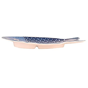 G.E.T. 370-12-BL-EC Melamine Fish Serving Platter, 12" x 8.25", Blue (Set of 4)