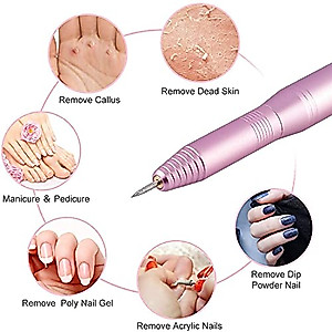 Portable Electric Nail Drill Machine, Professional 20000 RPM USB Manicure Pedicure Drills for Acrylic Nails Gel Polishing Shape Tools