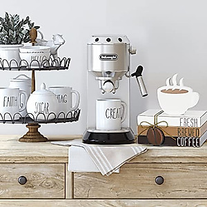 4 Pieces Mini Coffee Bar Sign Decor Accessories Coffee Tiered Tray Décor, Wooden Book Stacks Rustic Farmhouse Coffee Table Sign for Tiered Tray Decor