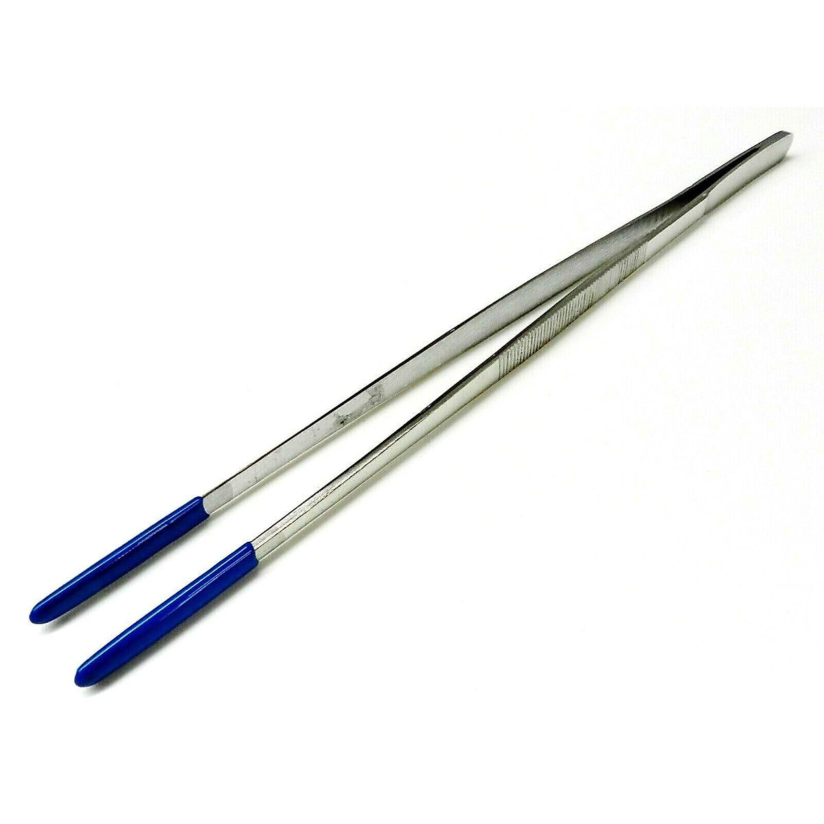 12 Inch Tweezer with PVC Rubber Tips Coated Straight Flat Tip Stainless Steel Forceps Steam Ultrasonic Cleaning Tweezer | Non-Marring | Good Grip | Jewelry | Hobby Crafts Industrial Electronic By JTS