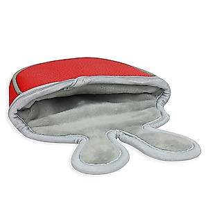 BIG TEETH Golf Head Covers Center Shaft Putter Cover Mini Putter Headcover Golf Club Protector Magnetic Closure (Red)