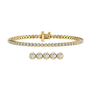 FINEROCK 2 Carat Diamond Tennis Bracelet in 10K Yellow Gold (7 Inch)
