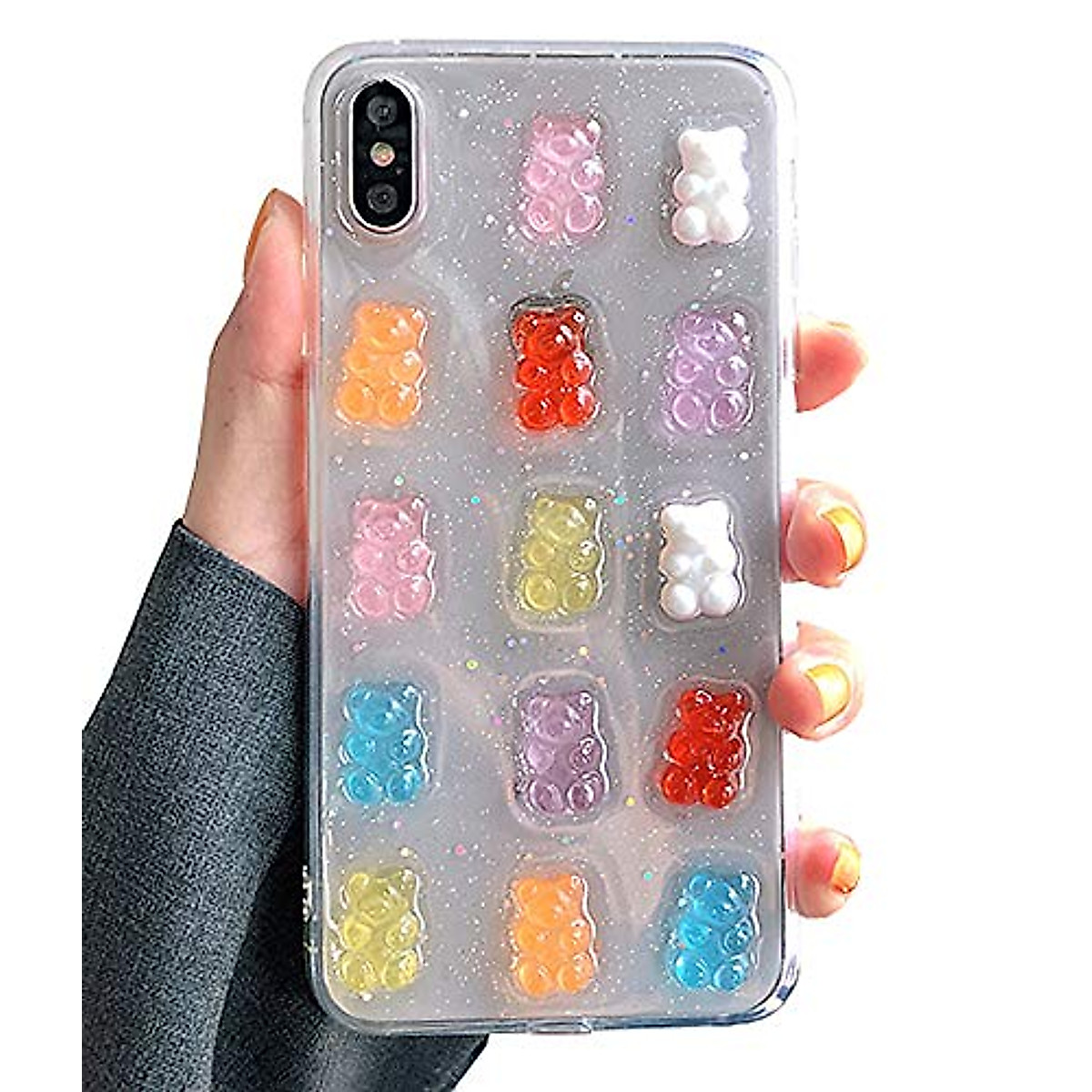 UnnFiko 3D Clear Case Compatible with iPhone 14 Pro, Super Cute Cartoon Bears, Funny Creative Soft Protective Case Cover (Bears, iPhone 14 Pro)