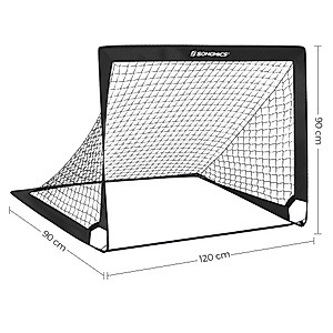 SONGMICS Kids Soccer Goals for Backyard, 4x3 ft Portable Soccer Nets Training Equipment, Toddler Soccer Goal with Carrying Bag, for Field, Black USZQ122B02