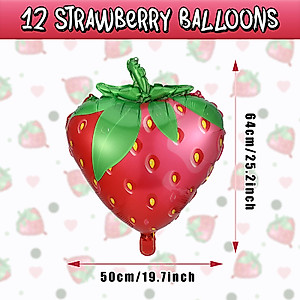 Tatuo 12 Pieces Spring Day Theme Party Balloon Aluminum Foil Balloon for Wedding Birthday Baby Shower Party Decorations Supplies (Strawberry)