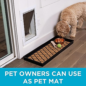 Rubber Boot & Shoe Tray | Coir Insert | 34" x 14" | Waterproof Shoe Tray for entryway | Trellis Pattern