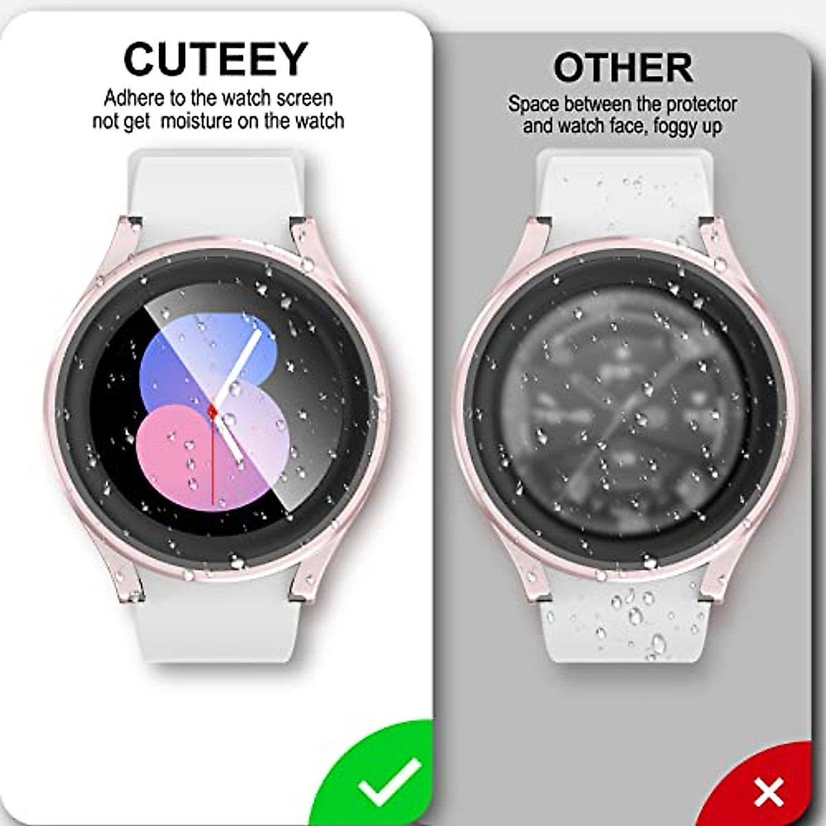 [5+5 Pack] Compatible for Samsung Galaxy Watch 5 and Galaxy Watch 4 40mm Screen Protector Case, Matte PC Bumper Cover+5 Waterprooof No Fog Up Screen Protector for Galaxy Watch 5 4 40mm Accessories