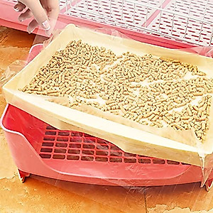 TEHAUX Disposable Rabbit Cage Liner, Plastic Bunny Cage Mat Film to Replace Diapers Suitable for Most Rabbit, Hamster, Guinea Pigs& All Small Animals- 100 PCS Universal Toilet Film- Size S