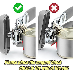 SPIDER GRIP Can Opener, No-Trouble-Lid-Lift Manual Handheld Can Opener with Magnet, Smooth Edge Safe Cut for Beer/Tin/Bottle, Big Turning Knob Anti-Slip Handle Good for Seniors with Arthritis