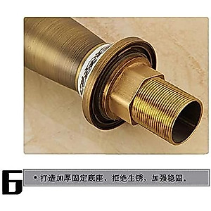 Kitchen & Bath Fixtures Taps Faucet,All-Copper Antique Above Counter Basin Faucet Blue and White Porcelain Hot and Cold Water Mixing Faucet, Gold,Gold