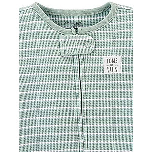 Simple Joys by Carter's Baby 2-Way Zip Thermal Footed Sleep and Play, Pack of 2, Mint Green Stripe/White Avocados, Newborn