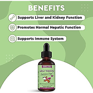 Wonder Paws Milk Thistle for Dogs, Liver Support for Dogs, Supports Kidney Function for Pets, Detox, Hepatic Support, with Wild Alaskan Salmon Oil & Curcumin, Omega 3 EPA & DHA - 2 oz Pet Supplement