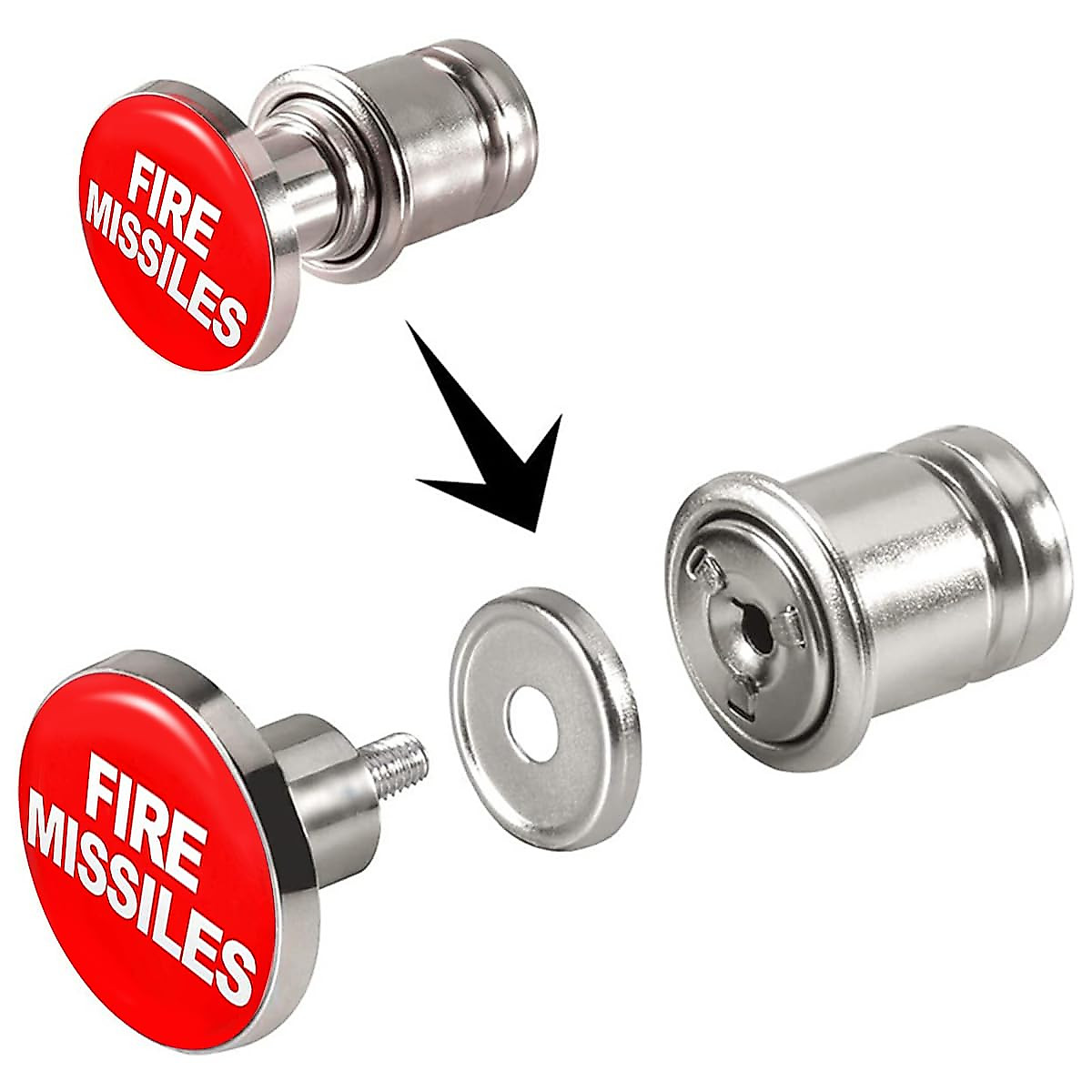 AUCELI Fire Missiles Button Car Cigarette Lighter Plug, Aluminum Alloy Push Button Cigarette Lighter Replacement for Most Vehicles with Standard 12 Volt Power Source, Car Accessory (FIRE Missile)
