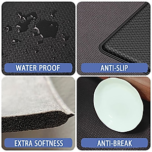 Bulijojo Anti Fatigue Kitchen Floor Mats Set of 2 Waterproof Kitchen Sink Runner Rug Standing Mat Cushioned Kitchen Rugs Comfort Doormat 17"x47"+17"x28" (Moss Green)